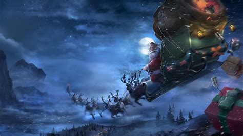 Santa And Reindeers Wallpapers Wallpaper Cave