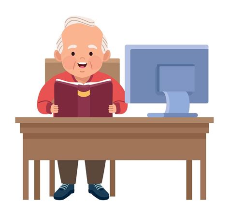 Old Man At Computer Animation
