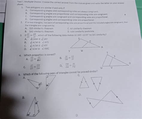 Solved Sheet Test I Multiple Choice Choose The Correct Answer From