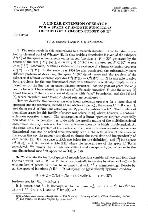 pdf a linear extension operator for a space of smooth functions defined on a closed subset of ℝ n
