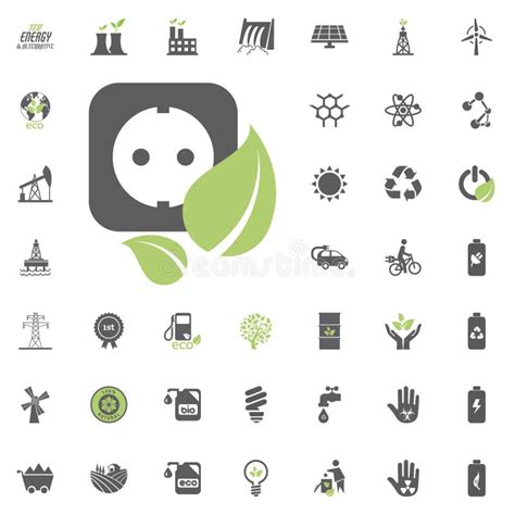 Power Socket Icon Eco And Alternative Energy Vector Icon Set Energy