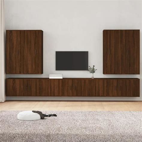 Meuble Tv Mural Complet Ensemble De Meubles Tv Pcs Ch Ne Marron