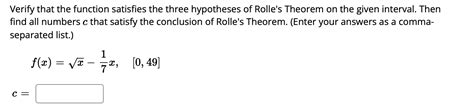 solved verify that the function satisfies the three