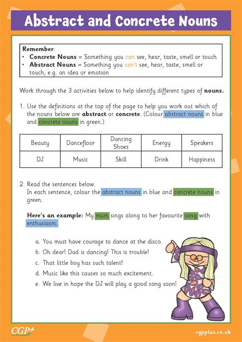 Abstract Noun And Concrete Noun Worksheet