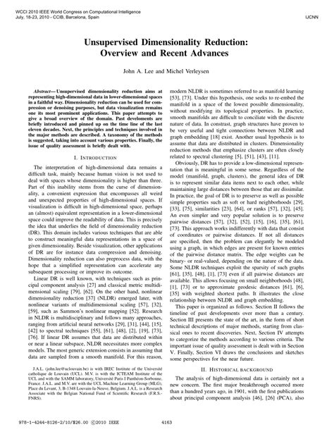 pdf unsupervised dimensionality reduction overview and recent advances