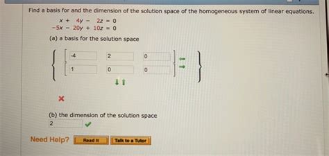 solved find a basis for and the dimension of the solution