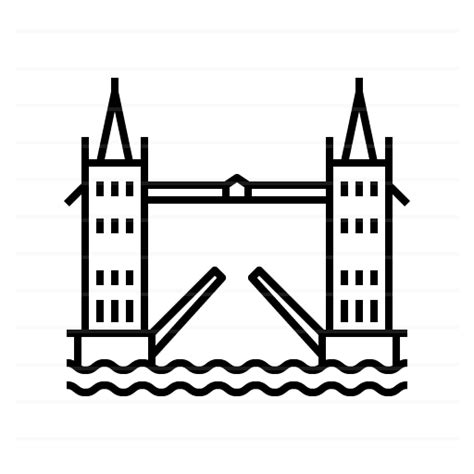 London UK Tower Bridge Outline Landicons