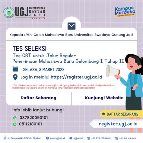 Pengumuman Pelaksanaan Tes Seleksi Penerimaan Mahasiswa Baru UGJ Jalur