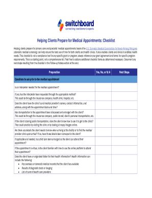 Fillable Online Helping Clients Prepare For Medical Appointments