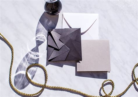 Grey Metallic Origami Card With Insert And Envelope Handmade Etsy