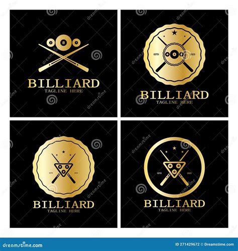 Simple Billiards Logo Template Illustration With Billiard Balls And