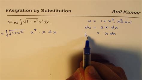 steps to understand substitution method to integrate sqrt 1 x 2 x 5 youtube