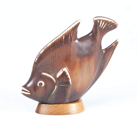 GUNNAR NYLUND För Rörstrand figurin fisk glaserat stengods Keramik