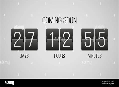 Coming Soon Flip Countdown Clock Counter Timer On A Gray Background