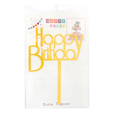 Topper topper na tort toper na tort urodziny happy birthday złoty 15x10