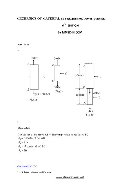 Solved Mechanics OF Material BY BEER 6ED Mmzzhh Mmzzhh Free Solution