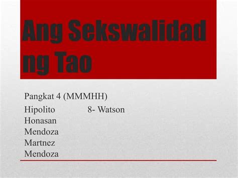 Ang Sekswalidad Ng Tao Ppt Ppt