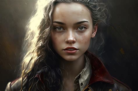 Premium AI Image A Stunning Woman With Long Flowing Hair Framing Her