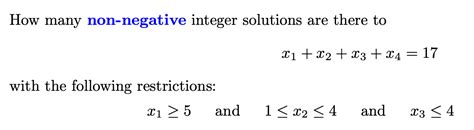 solved how many non negative integer solutions are there to