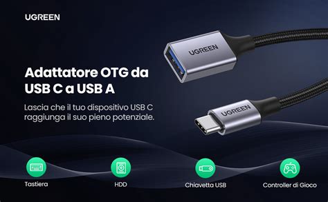 UGREEN Cavo OTG Type C A USB 3 0 Adattatore USB C Maschio A UBS 3 0