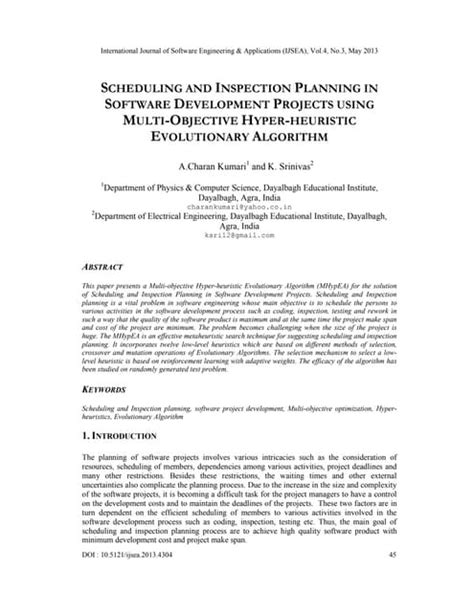 scheduling and inspection planning in software development projects using multi objective hyper