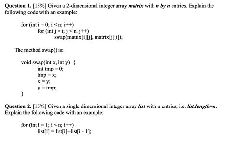 solved question 1 [15 ] given a 2 dimensional integer array