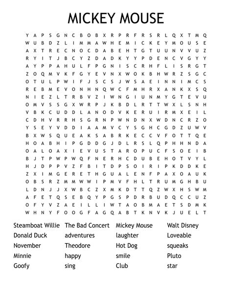 MICKEY MOUSE Word Search WordMint