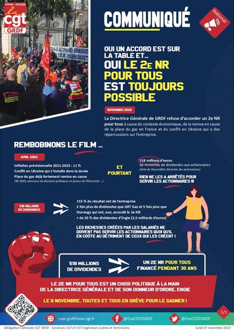 GRDF 8 Novembre appel à la grève CSEC GRDF FNMECSEC GRDF FNME