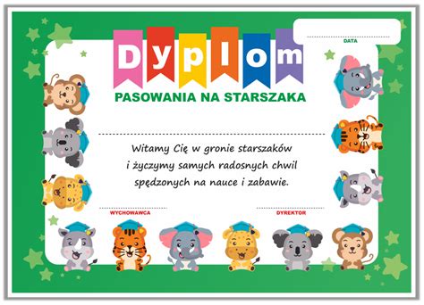 Dyplom Pasowania Na Starszaka Wz R Szkolnenaklejki Pl