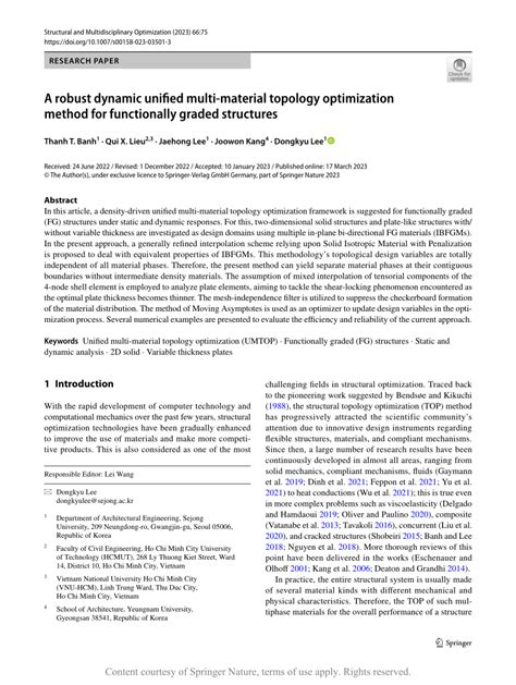 a robust dynamic unified multi material topology optimization method for functionally graded