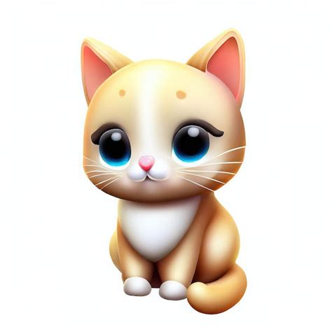 Um Gato De Desenho Animado Olhos Azuis Senta Se Sobre Um Fundo