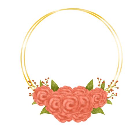 Marco Dorado Con Rosa Roja PNG Oro Invitación De Boda Floral PNG y