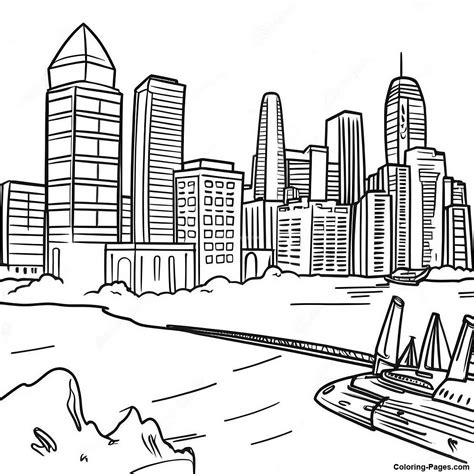 Pacific Rim Cityscape Coloring Page Coloring Pages