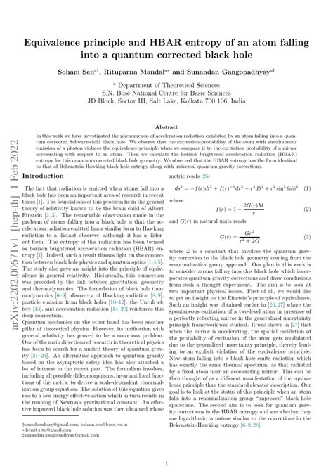 pdf equivalence principle and hbar entropy of an atom falling into a quantum corrected black hole