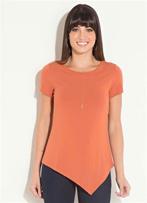 Blusa Quintess Caramelo Ponta Na Barra Quintess