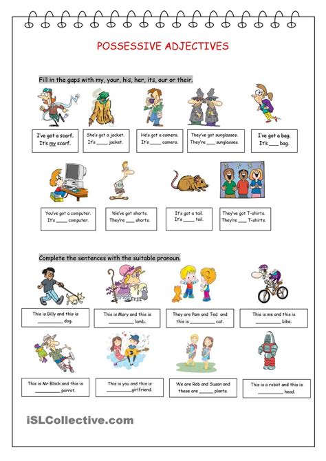 Adjetivos Posesivos En Ingles Worksheet