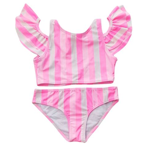 Biquíni Infantil Proteção UPF50 Babado Cuba Candy Pink Verão 2024