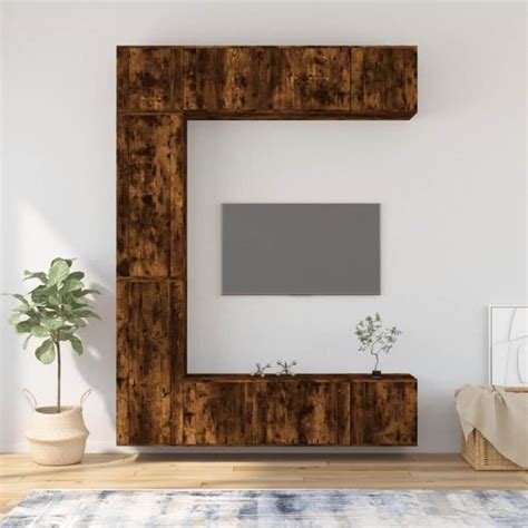 Meuble Tv Mural Complet Ensemble De Meubles Tv Pcs Ch Ne Fum Bois