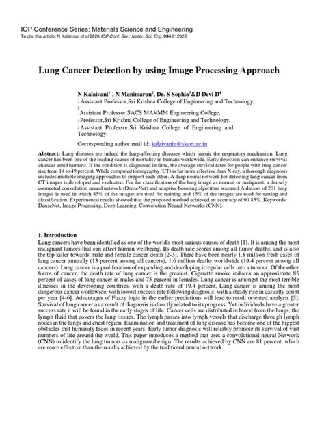 lung cancer detection by using image processing approach iop conference series materials