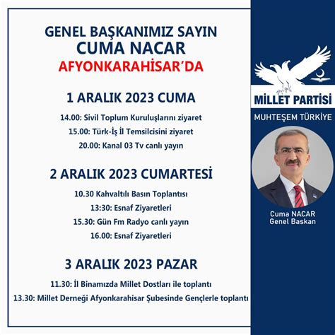 GENEL BAŞKANIMIZ SAYIN CUMA NACAR AFYONKARAHİSARDA Millet Partisi