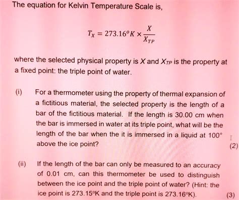 Solved The Equation For The Kelvin Temperature Scale Is X Tx