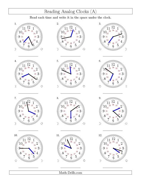 Free Printable Analog Clock Worksheets