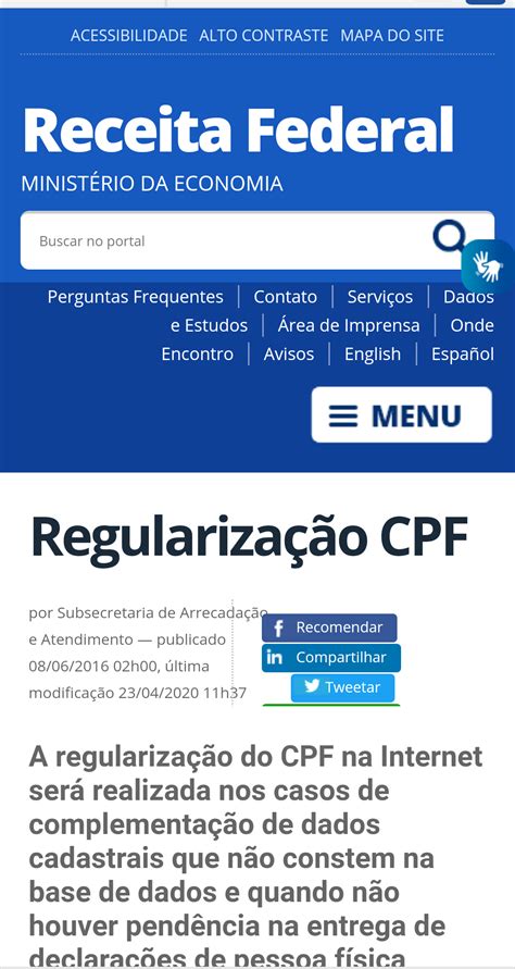 Como Regularizar O Cpf Pela Internet No Site Oficial Da Receita Federal