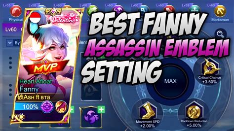 ASSASSIN EMBLEM SETTING FOR NEW FANNY GAMEPLAY FANNY BEST BUILD 2023