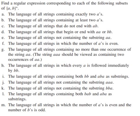 solved find a regular expression corresponding to each of