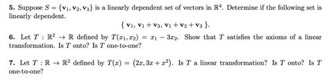 solved 5 suppose s {v₁ v2 v3} is a linearly dependent