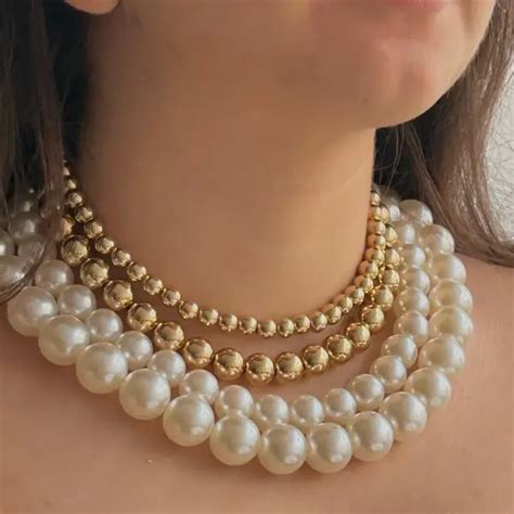 Tfc Extraordinaire Luxury Bold Gold Pearl Beads Statement Layered