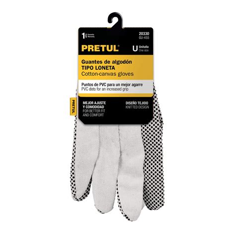 20330 GU 455 Guantes de algodón con puntos PVC en palma unitalla Pretul