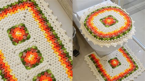 Jogo de banheiro de crochê Primavera Receita e gráfico