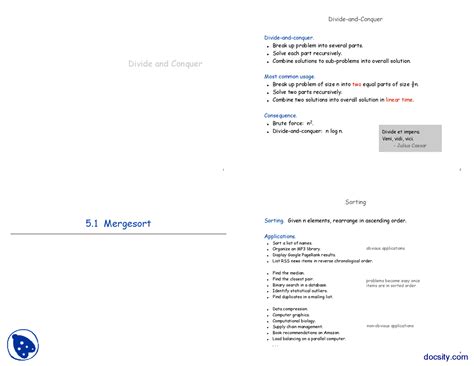 divide and conquer data representation and algorithm design lecture slides docsity